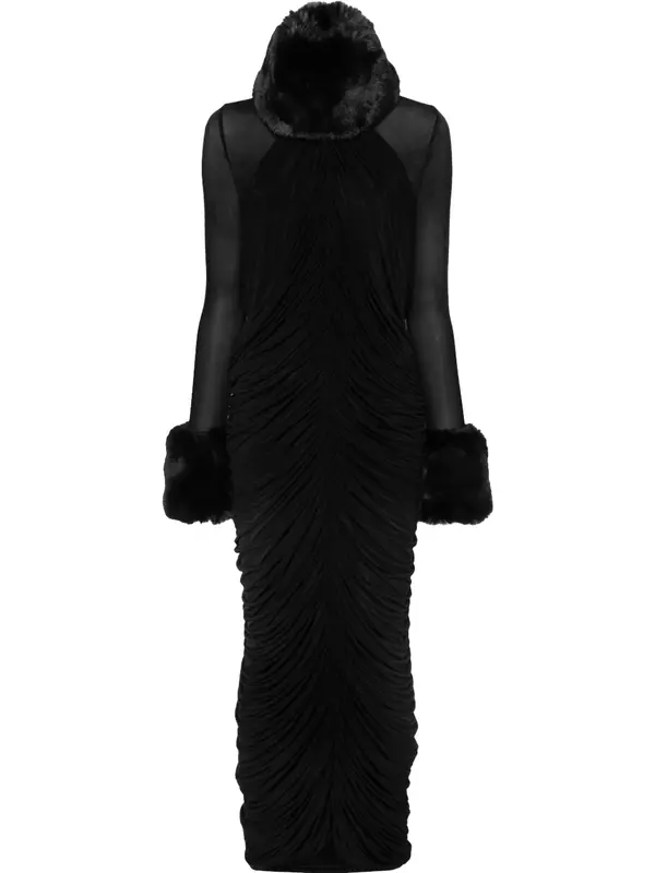 Magda Butrym Faux-fur Trim Maxi Dress - Black