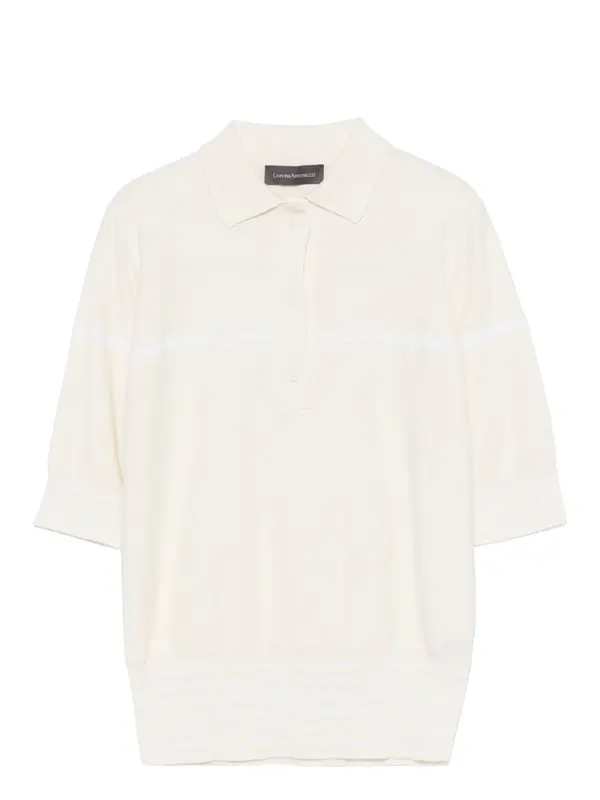 Lorena Antoniazzi Purl-knit Polo Top - White