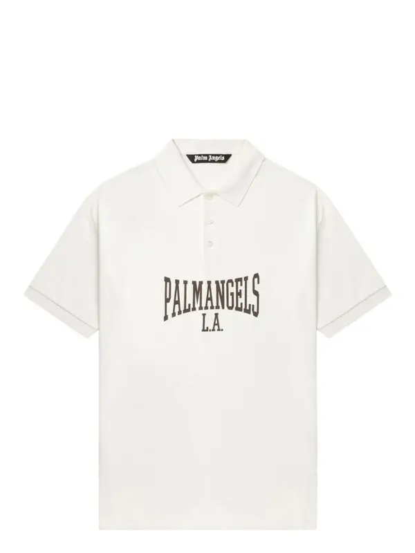 Palm Angels Logo Print Polo Shirts - White