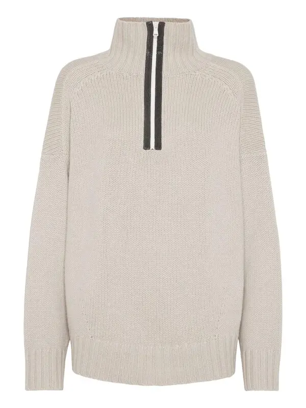Brunello Cucinelli High-neck Cashmere Jumper - Neutrals