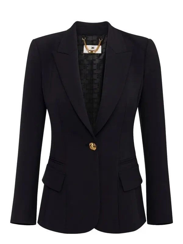 Elisabetta Franchi Peak-lapel Crepe Blazer - Black