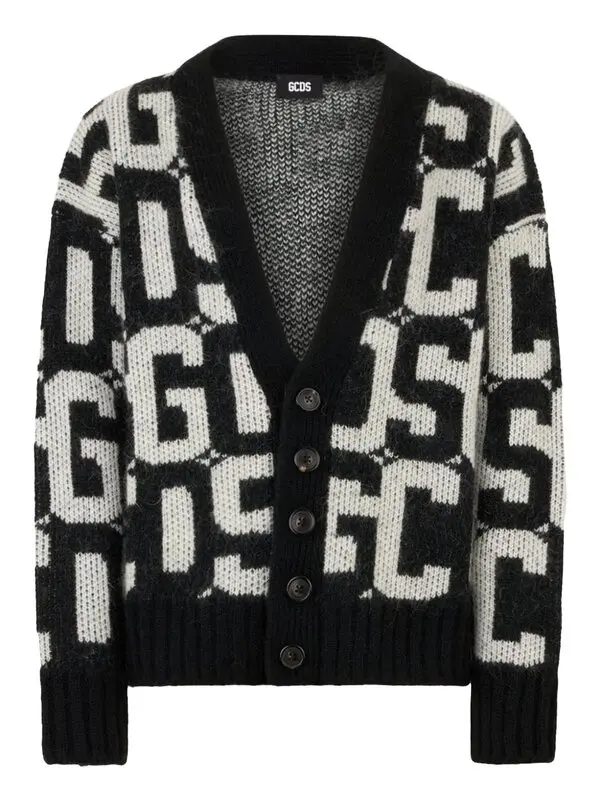 Gcds Monogram-print Cardigan - Black