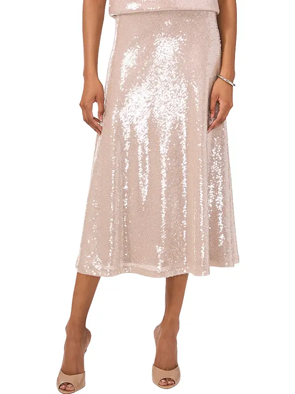 Vince Camuto Sequinned Midi Skirt - Rose Gold