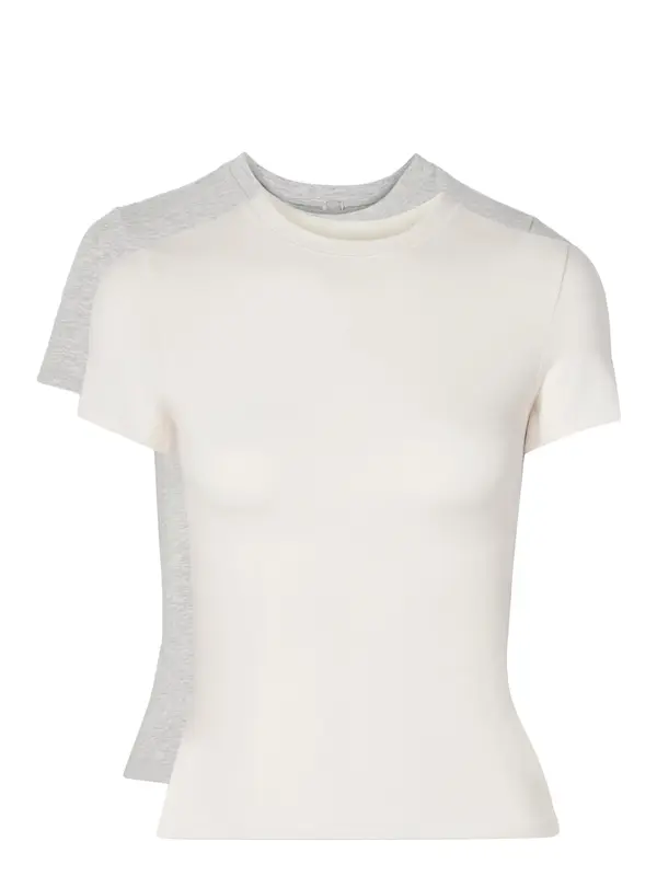 SKIMS Set Of Two Stretch-cotton Jersey T-shirts - Gray