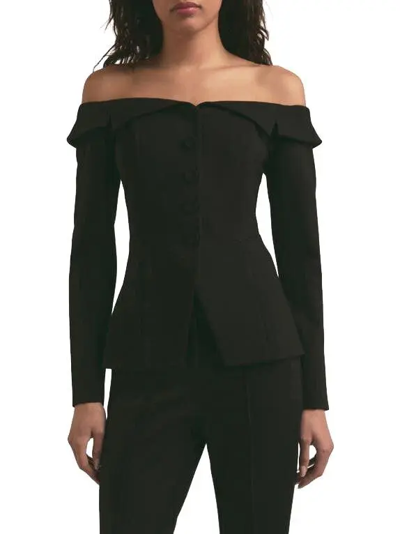 FAVORITE DAUGHTER Irina Off-the-shoulder Blazer - Black