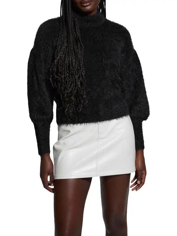 Guess Keyla Fuzzy Bishop Sleeve Sweater - Jet Black