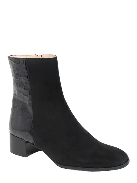 PATRICIA GREEN Dylan Croc Embossed Bootie - Black