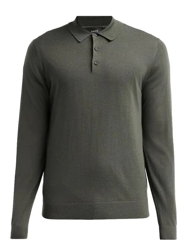 Vince Merino Wool Polo Sweater - Night Leaf