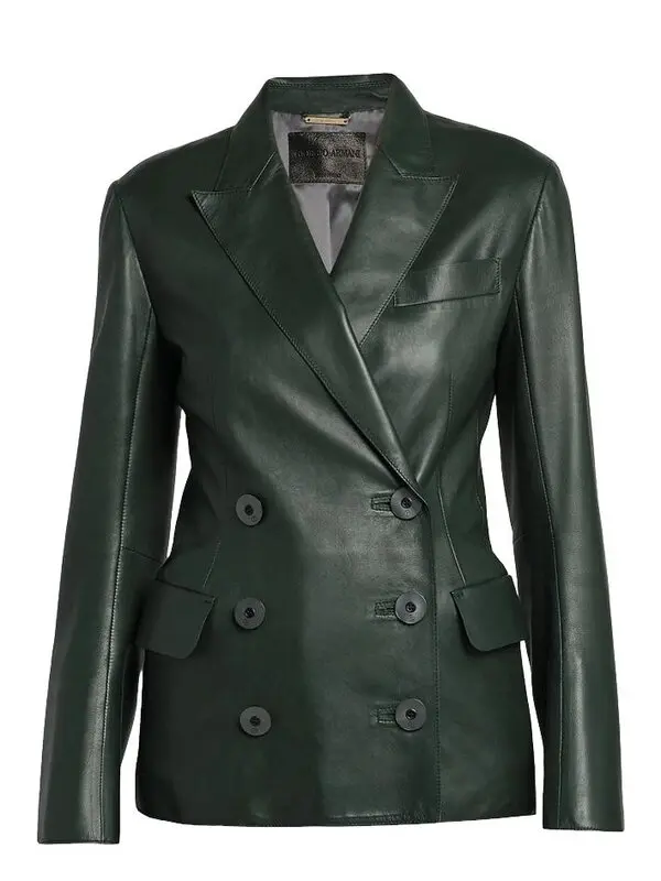 Giorgio Armani Leather Double-breasted Blazer - Unexplored