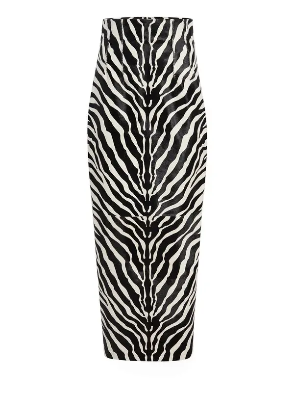 Khaite Loxley Leather Pencil Skirt - Zebra