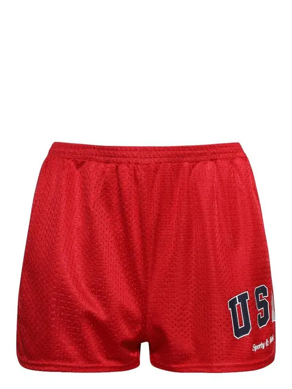 SPORTY & RICH Usa Mesh Disco Short - Red