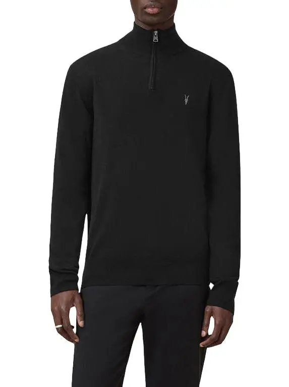 ALLSAINTS Kilburn Funnel Neck Quarter Zip Sweater - Black