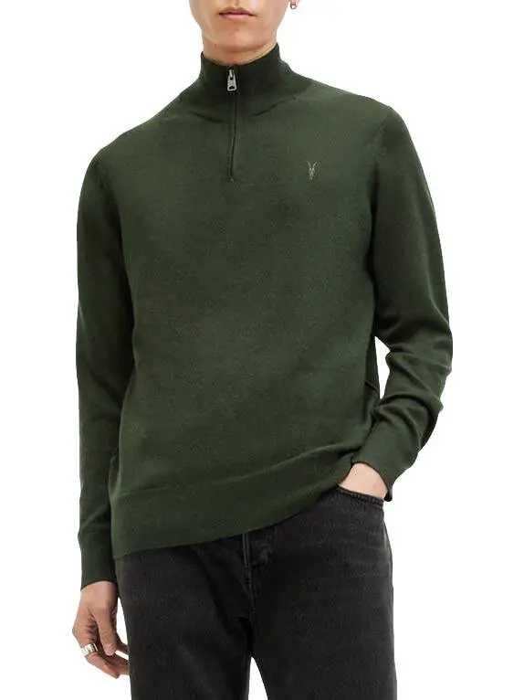 ALLSAINTS Kilburn Funnel Neck Quarter Zip Sweater - Grange Green