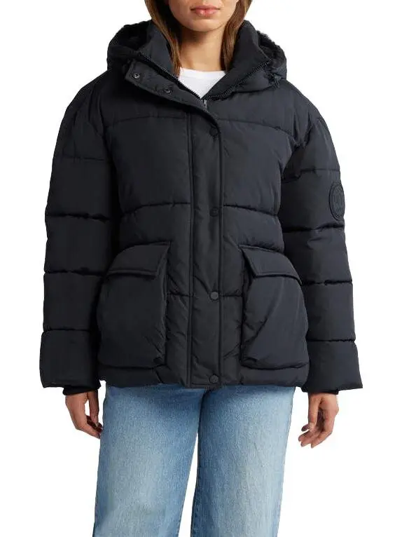 UGG Kennedy Water Resistant Hooded Puffer Jacket - Black