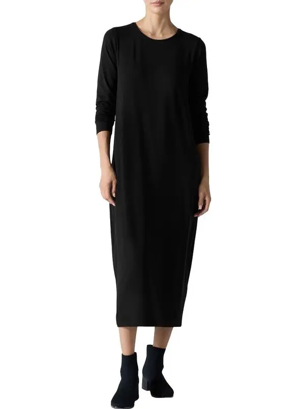Eileen Fisher Long Sleeve Maxi Dress - Black