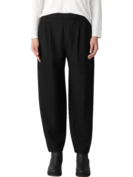Eileen Fisher Pleated Wool Lantern Ankle Pants - Black