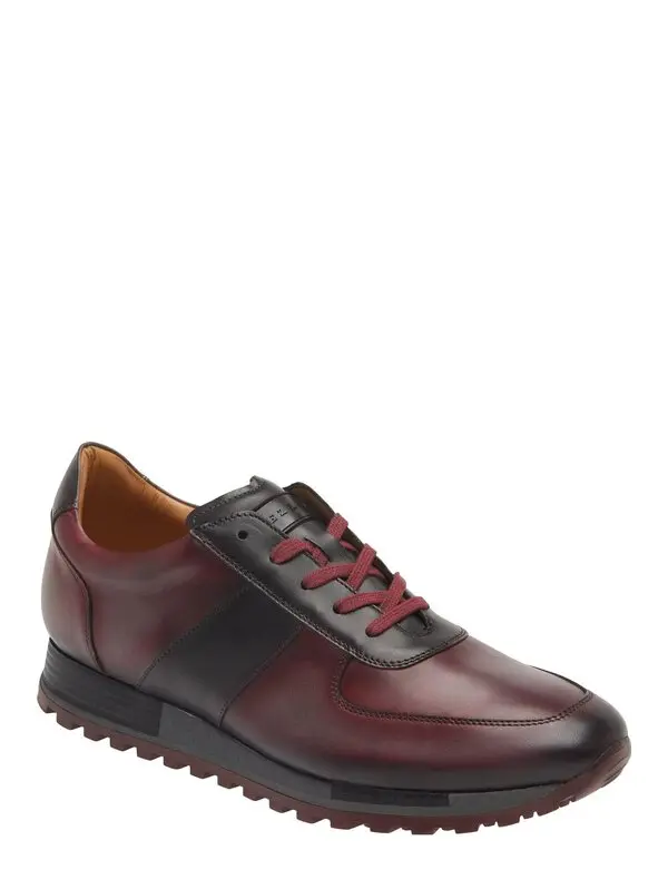 Mezlan Latini Leather Sneakers - Graphite/ Red