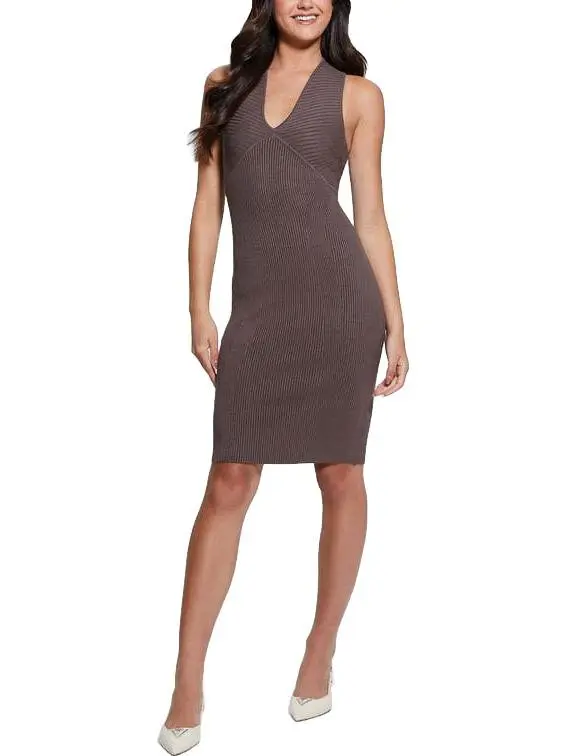 Guess Carista Strappy Ribbed Body-con Dress - Chocolate Brownie