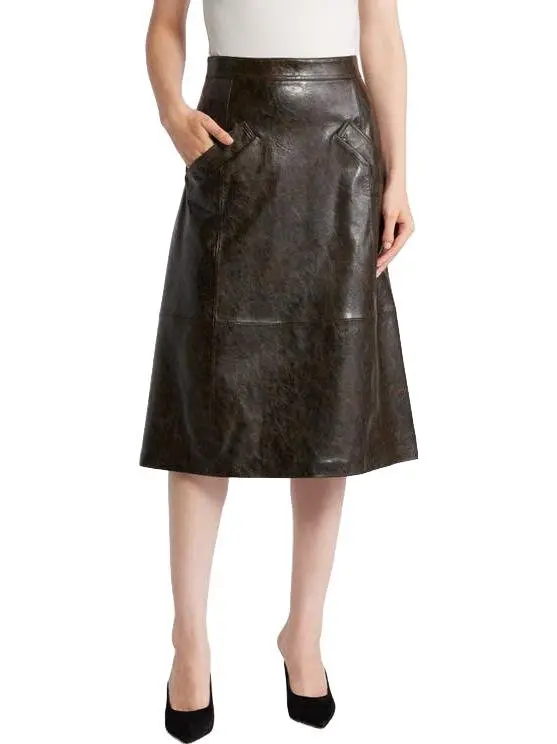 Kobi Halperin Faux Leather A-line Skirt - Dark Brown