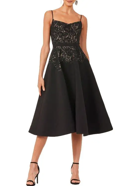 HELSI Alida Lace Bodice Fit & Flare Dress - Black