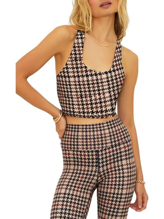 Beach Riot Yara Racerback Crop Top - Midnight Houndstooth