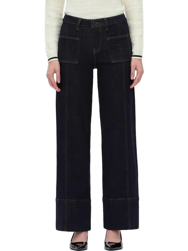 BAYEAS Katia Patch Pocket Wide Leg Jeans - Rinse Wash