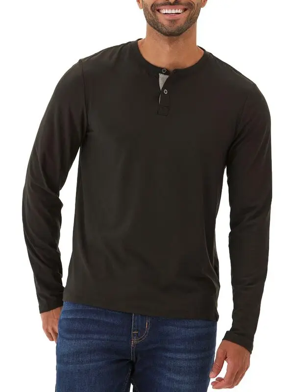 THREADS 4 THOUGHT Frederick Luxe Stretch Jersey Henley - Black