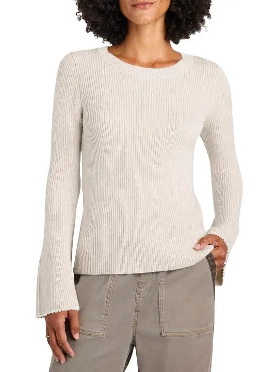 Splendid Farah Rib Crewneck Sweater - Snow Heather