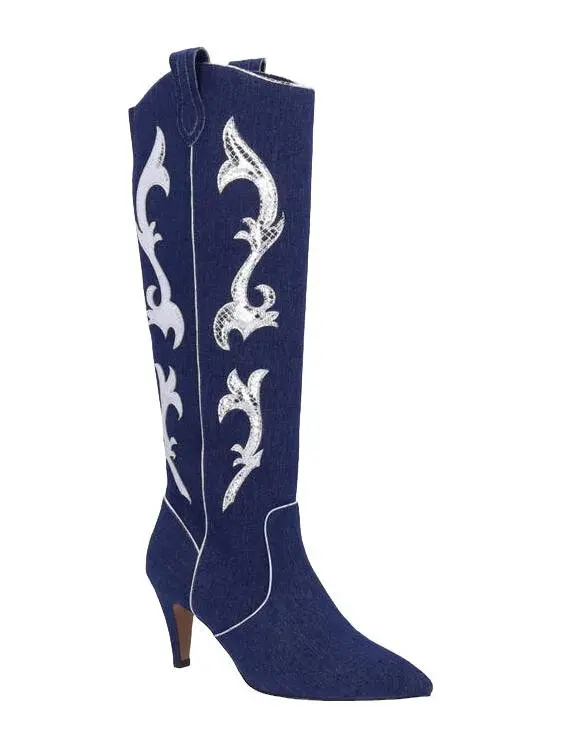 J. Reneé Siera Knee High Western Boot - Blue