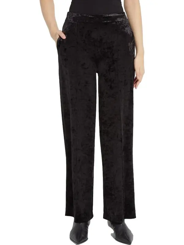 Lyssé Crushed Velvet Wide Leg Pants - Black