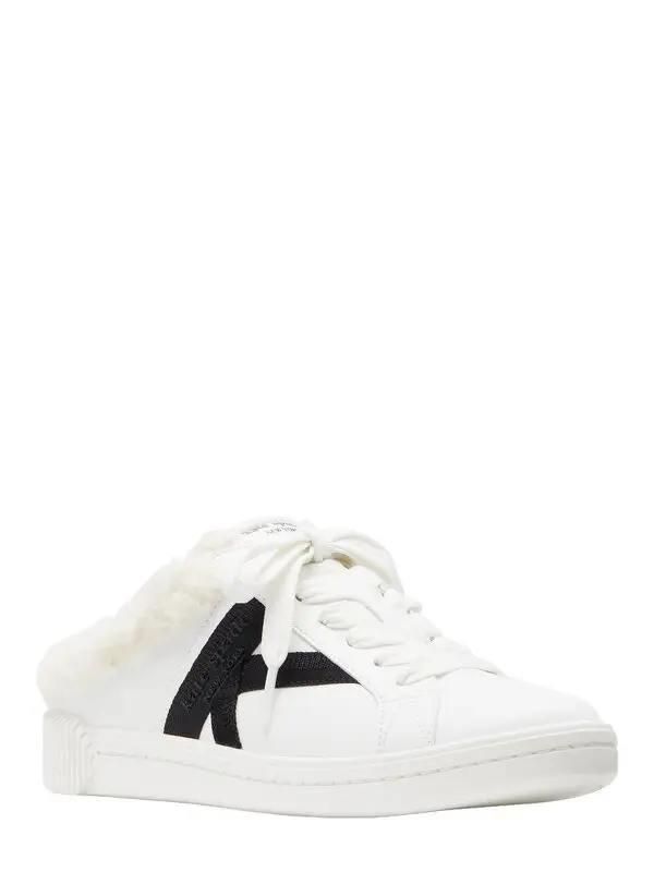 Kate Spade New York Faux-fur Lined Mule Sneakers - True White / Black