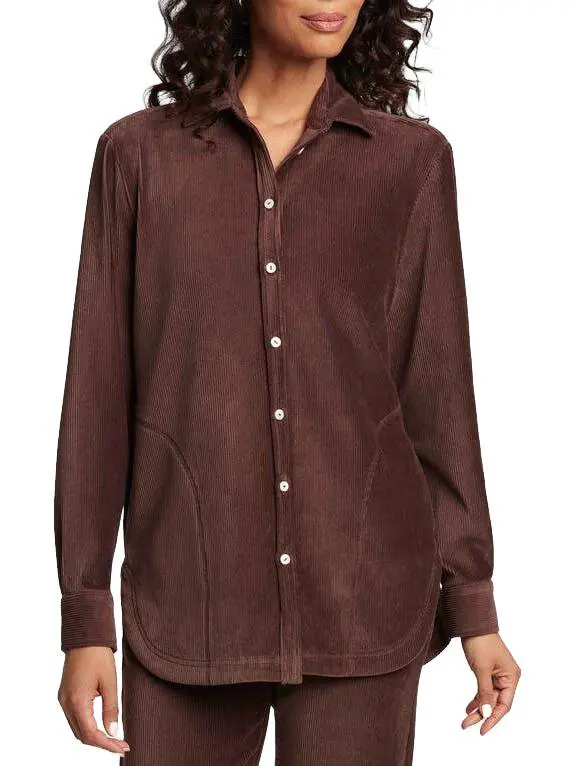 Foxcroft Maddy Corduroy Button-up Shirt - Chocolate
