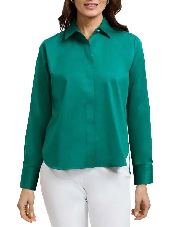 Foxcroft Matte Sateen Button-up Shirt - Emerald