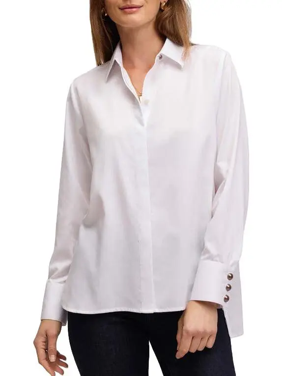 Foxcroft Matte Sateen Button-up Shirt - White