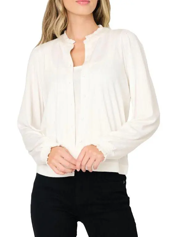 GIBSONLOOK Ruffle Accent Cardigan - Ivory