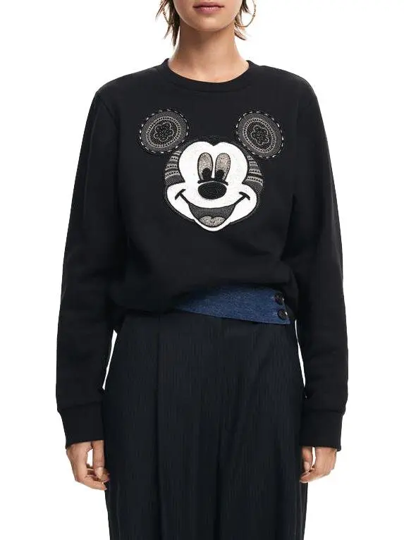 Desigual Mickey Mouse Embellished Sweatshirt - Black