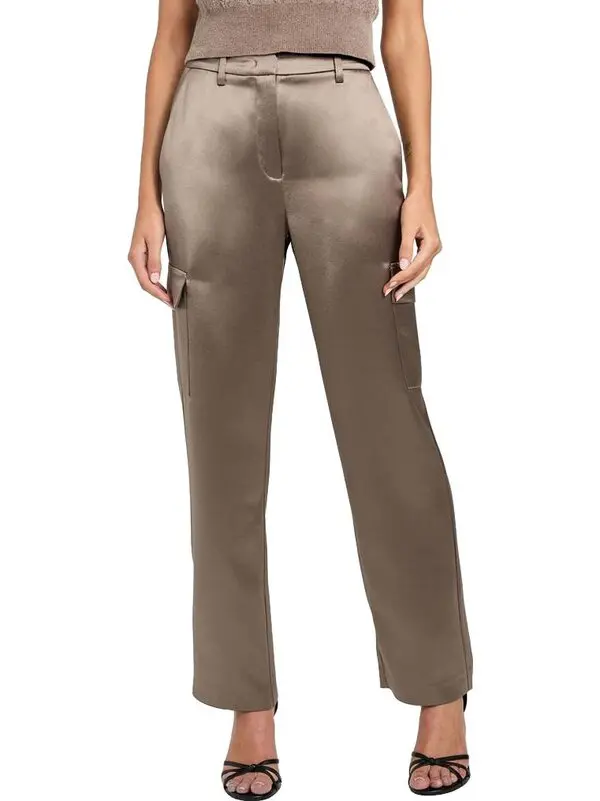 Guess Megan Satin Cargo Pants - Taupe
