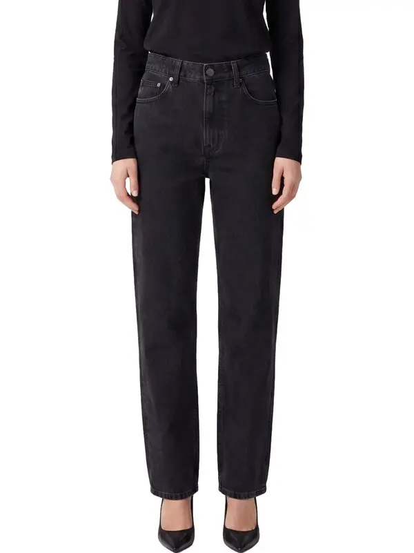 ANINE BING Hugh High-waisted Straight-leg Jeans - Black