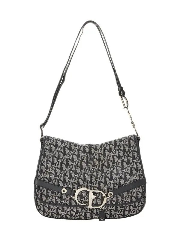 Dior Trotter Canvas Shoulder Bag - Black