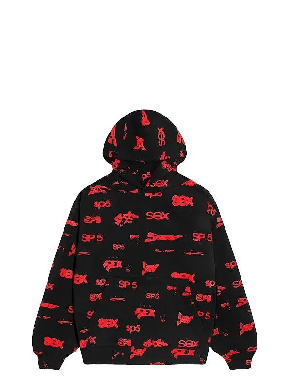 SP5DER Printed Hoodie - Black