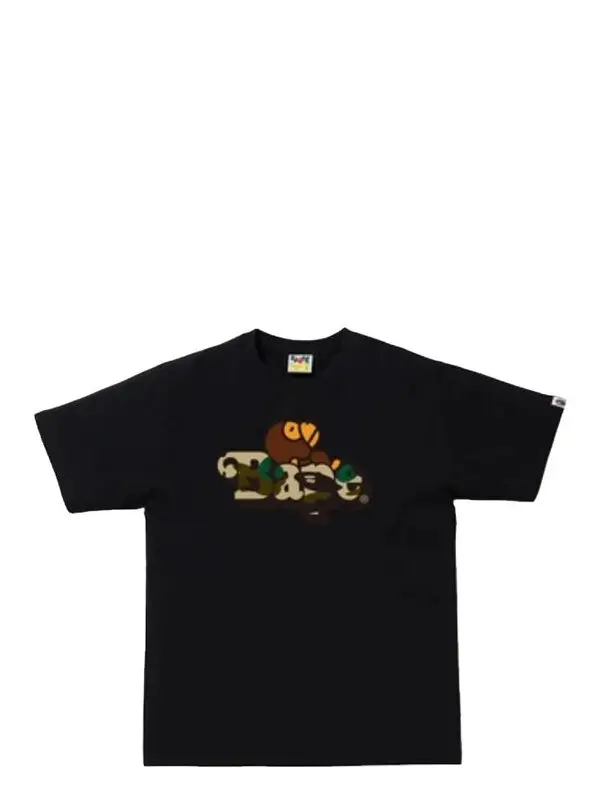 A BATHING APE 1st Camo Milo On Tee Shirt - Black/yellow