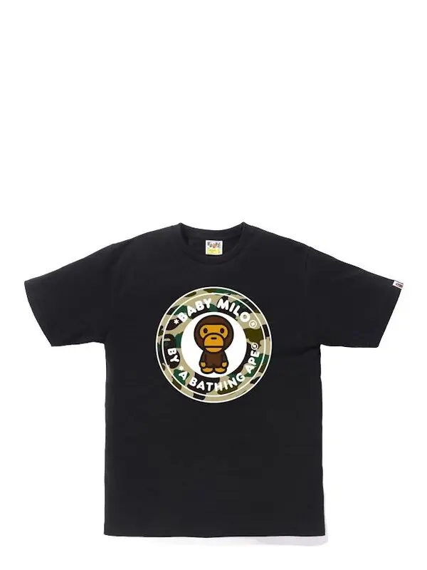 A BATHING APE 1st Camo Milo Busy Works Tee Shirt - Black/yellow