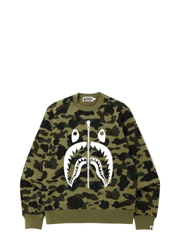 BAPE 1st Camo Shark Crewneck Sweatshirt - Green