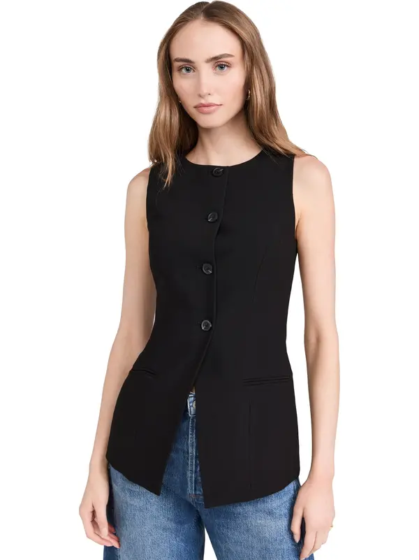 ALIGNE Leo Long Waistcoat - Black