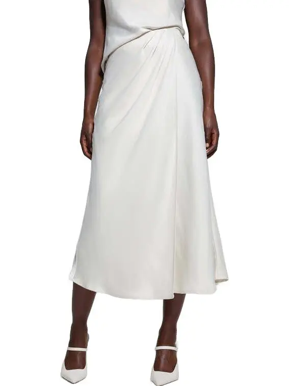 Guess Anastasia Satin Maxi Skirt - Cream White Multi