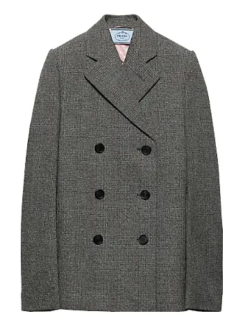 Prada Double-breasted Prince Of Wales Checked Cotton Jacket - Grey