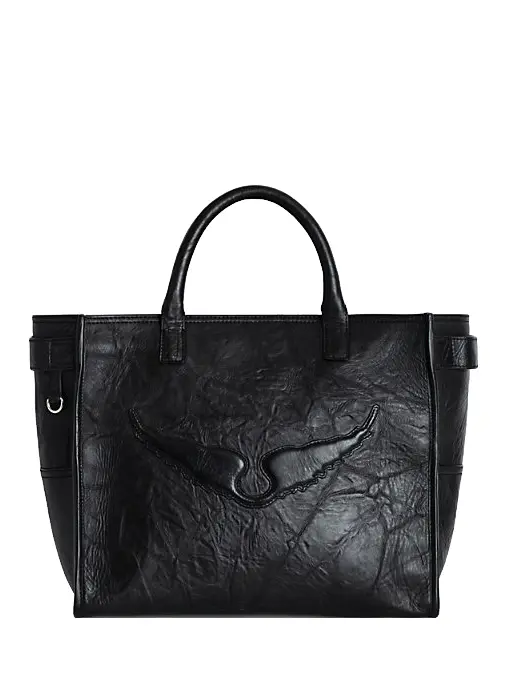 Zadig&Voltaire Angel Crinkle-effect Leather Tote Bag - Noir