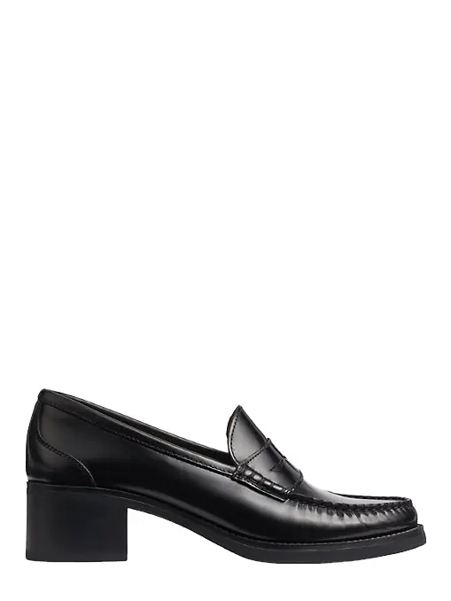 LK BENNETT Manon Leather Heeled Loafers - Bla-black
