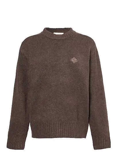 THE COUTURE CLUB Relaxed-fit Knit Jumper With Embroidered Branding - Brown