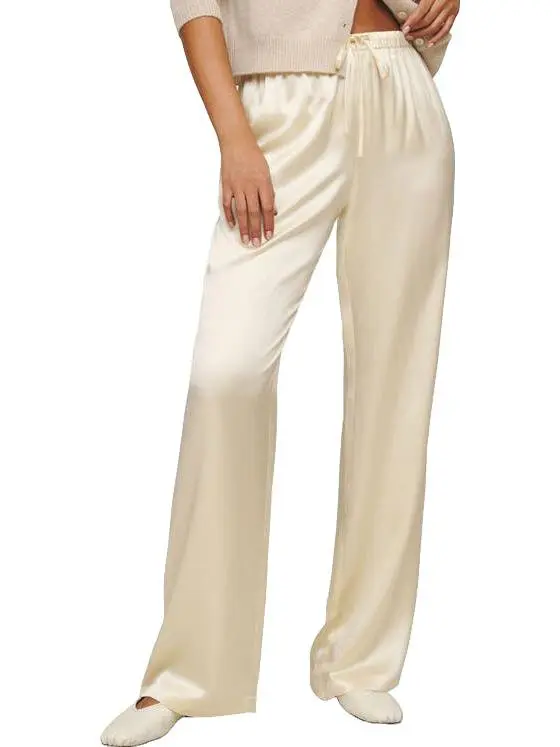 REFORMATION Olina Silk Drawstring Pants - Sugar